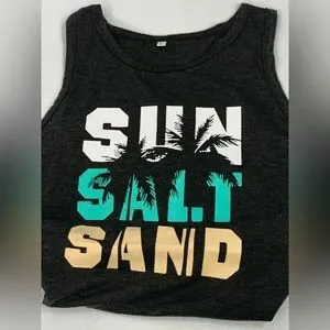 Tops | Graphic Tank Sun Salt Sand Gray Summer Beach Tropics Vacation ...
